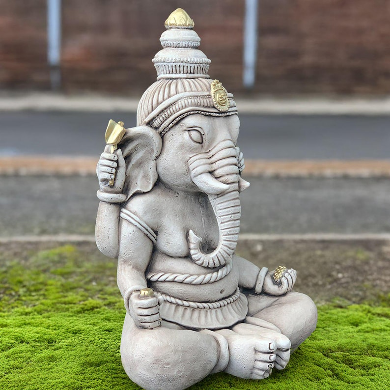 Stone Ganesha Statue for Garden Hindu Guardian Sculpture Concrete ...