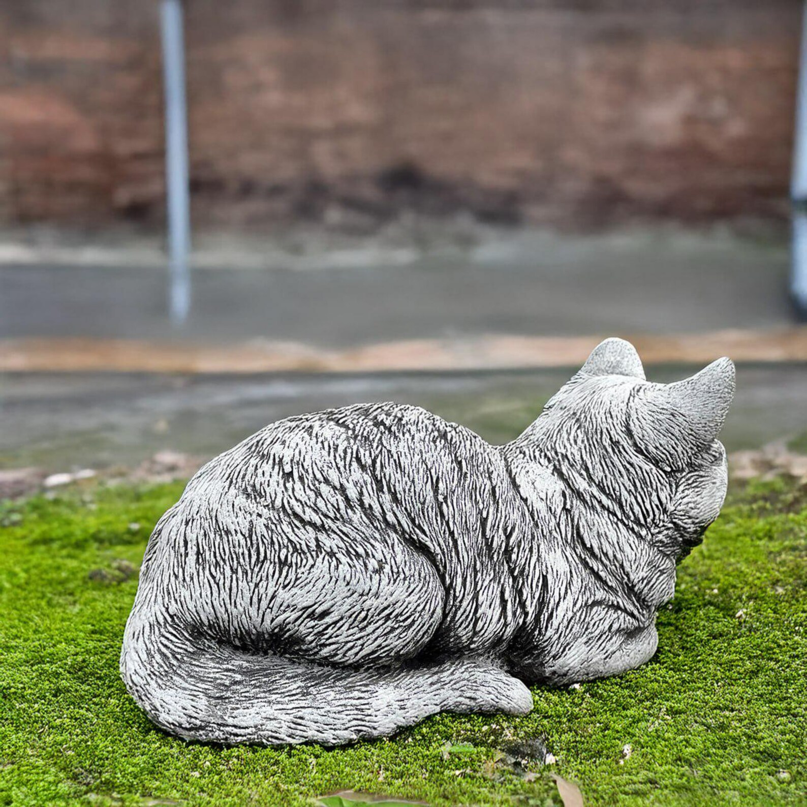 Sleeping Concrete Cat Statue Cement Kitten Sculpture Memorial Pet Decor ...