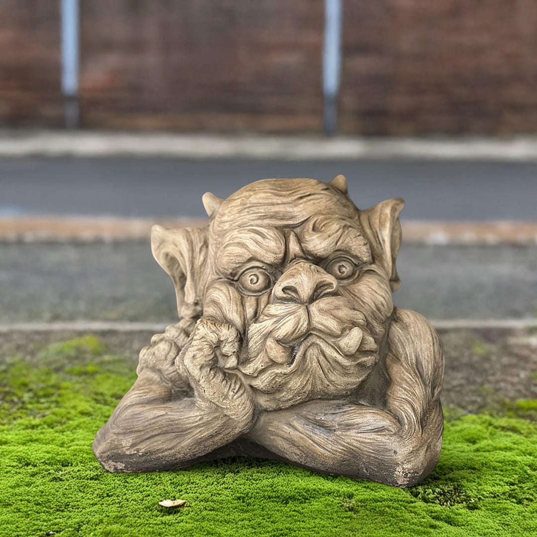 Concrete Demon Statue Gothic Garden Gargoyle Sculpture Cement Monster ...