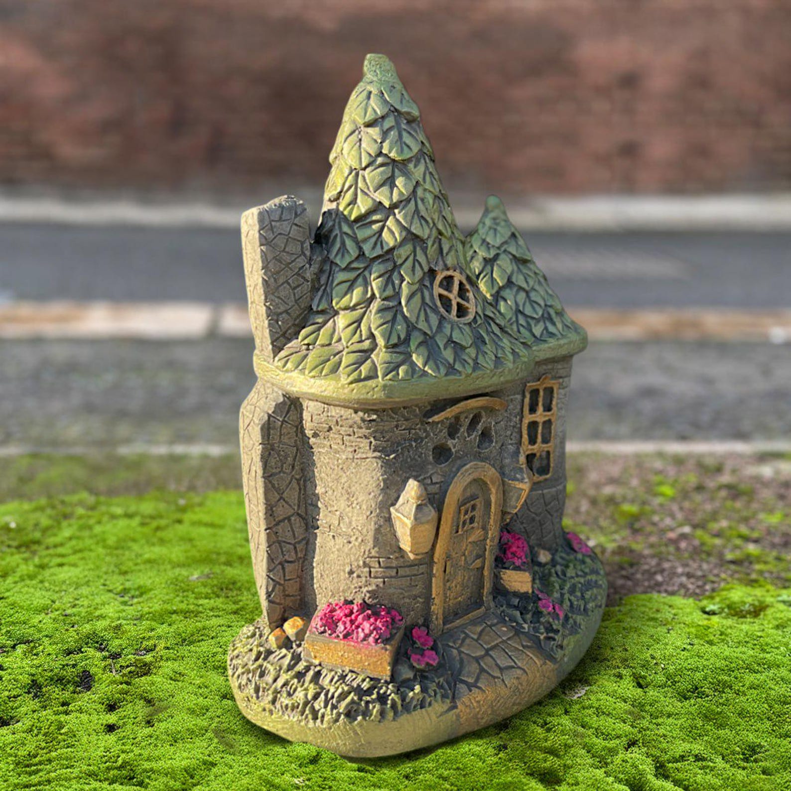 Stone Fairy Home Statue Concrete House Sculpture Cement Cotage Figurine ...
