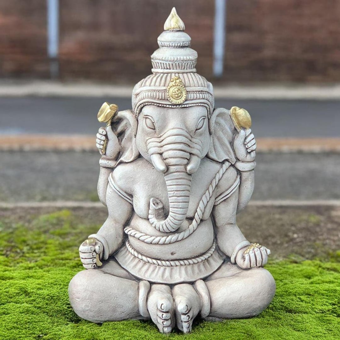 Stone Ganesha Statue for Garden Hindu Guardian Sculpture Concrete ...