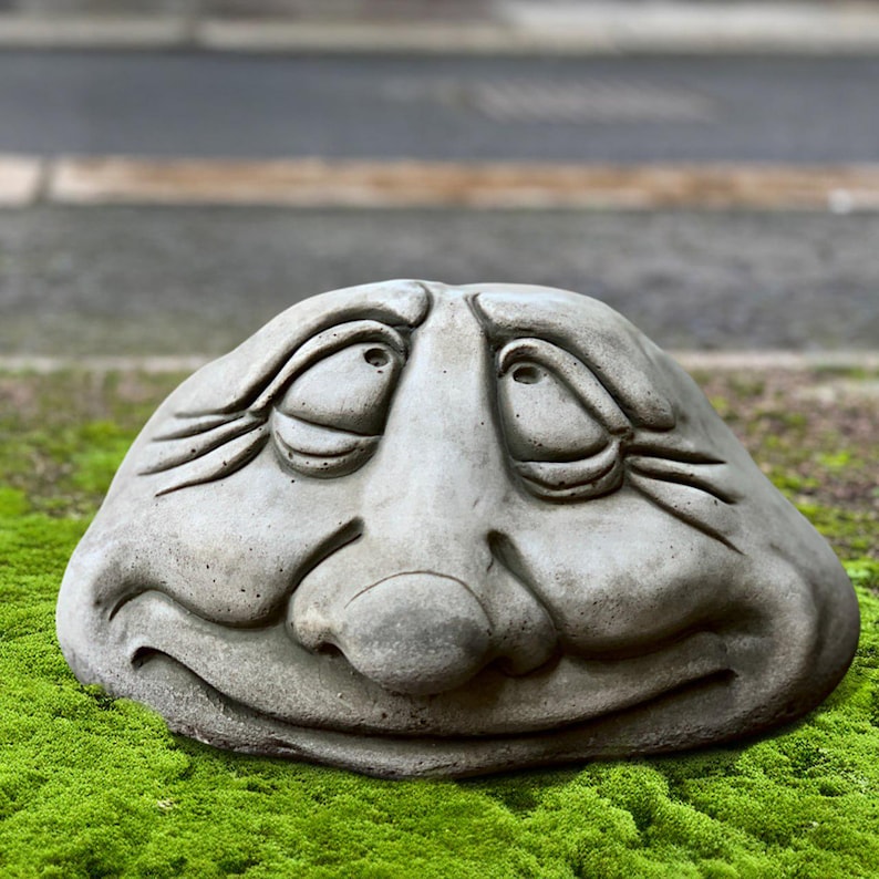 Stone Face Sculpture Concrete Garden Face Ornament Outdoor Funny Face ...
