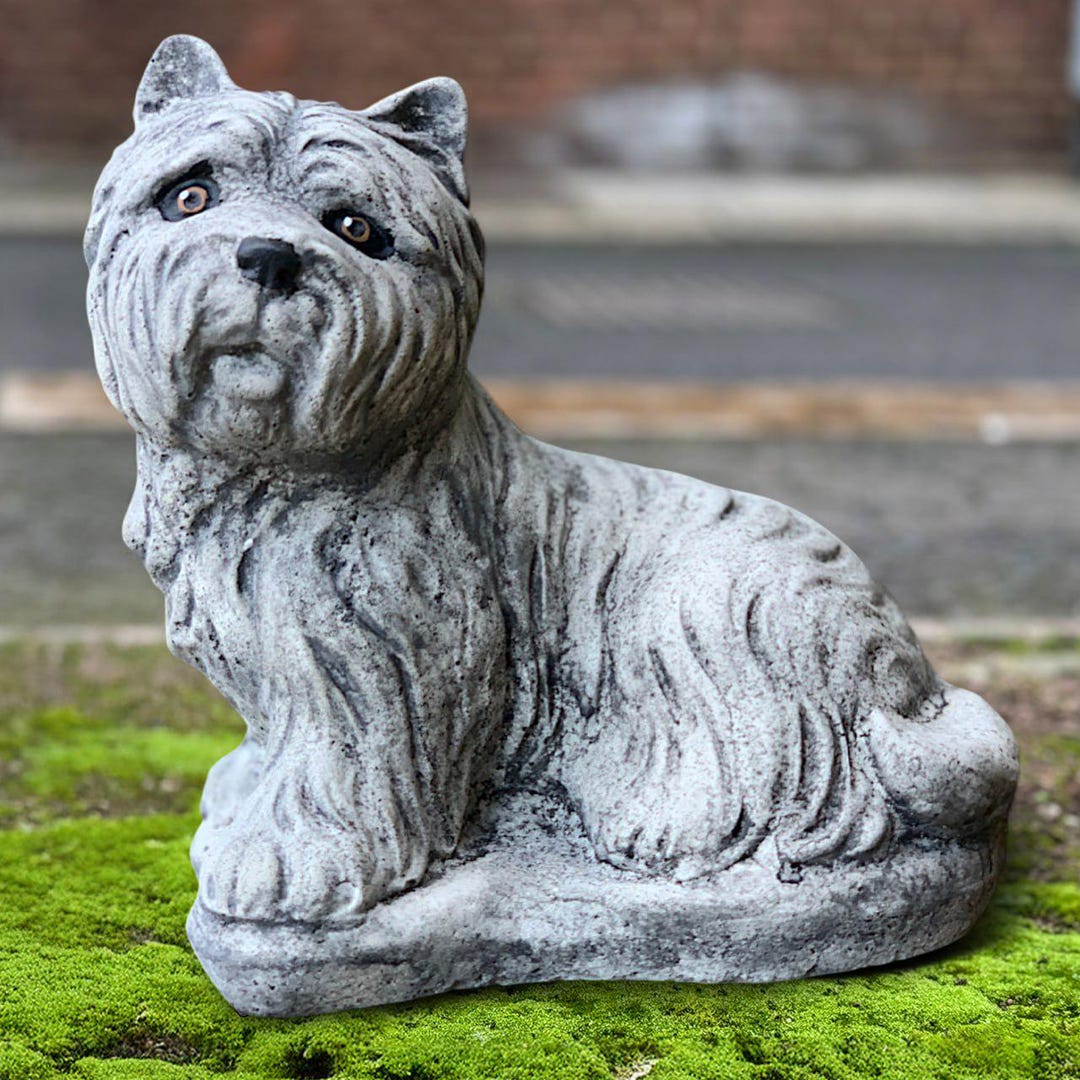 Stone Westie Dog Sculpture Concrete Dog Statue Cement Yorkie Figurine ...