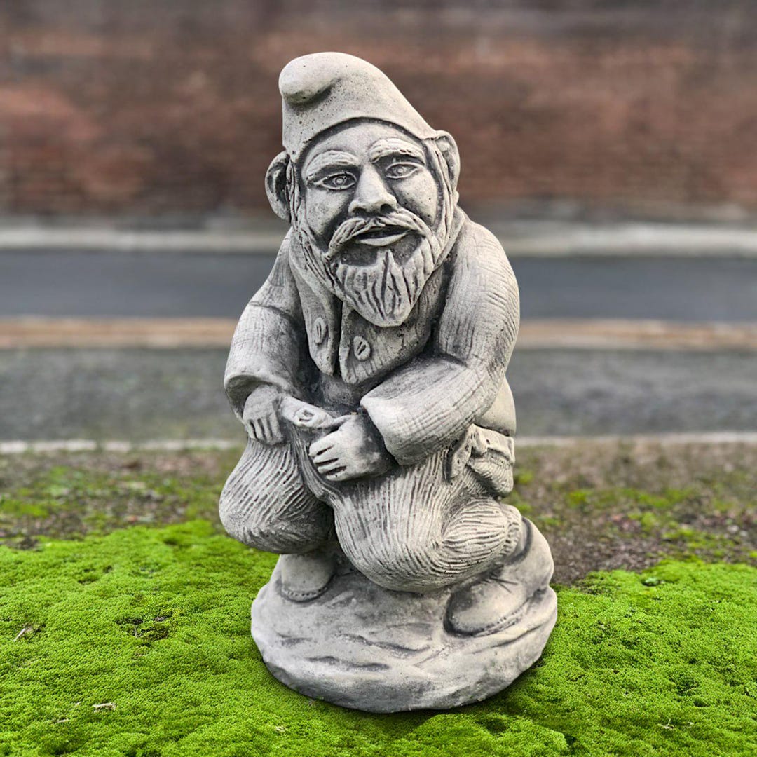 Outdoor Gnome Statue Concrete Troll Figurine Cement Pixie Sculpture ...