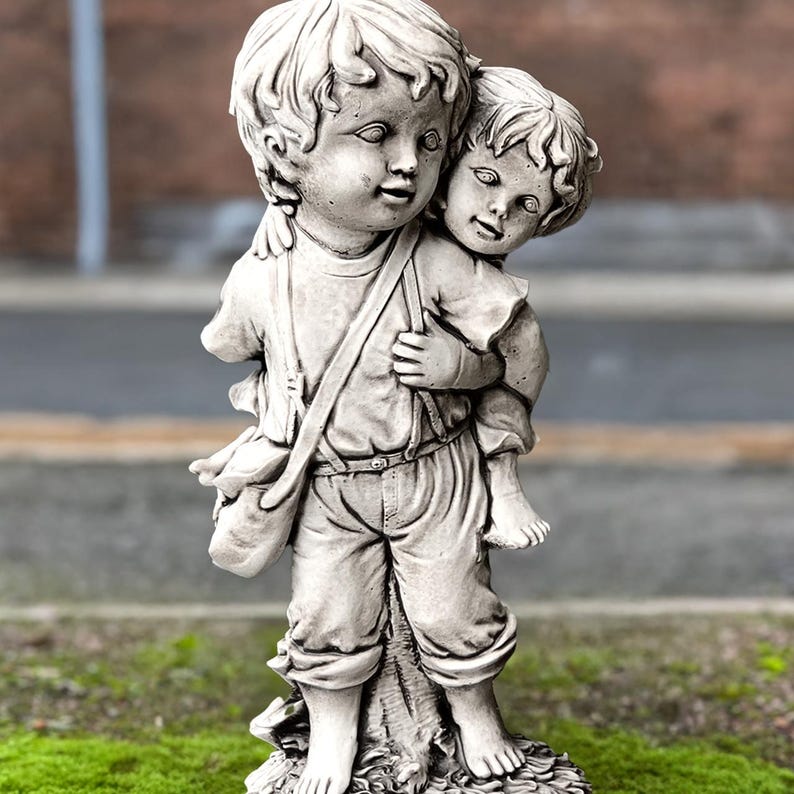 Unique Girl and Boy Sculpture Concrete Children Statue Stone Kids ...