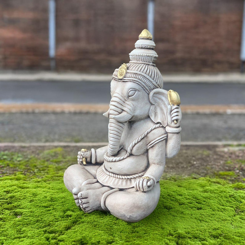 Stone Ganesha Statue for Garden Hindu Guardian Sculpture Concrete ...