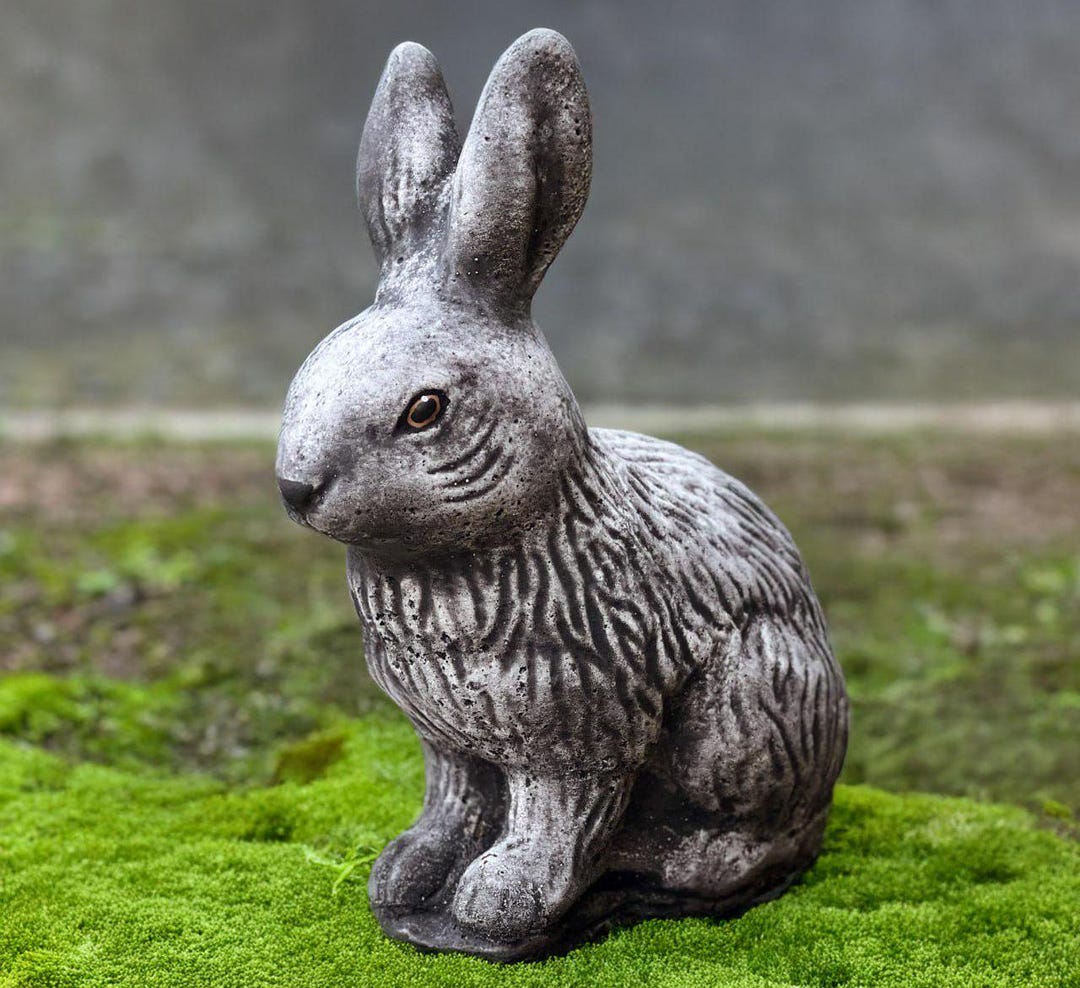 Outdoor Rabbit Sculpture Stone Bunny Statue Garden Animal Decor ...
