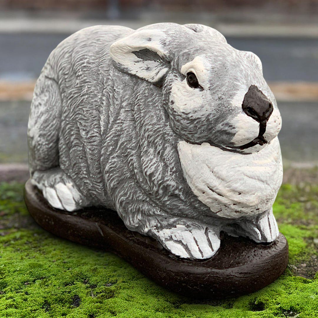 Concrete Rabbit Figure Cement Bunny Statue Outdoor Animal Sculpture ...