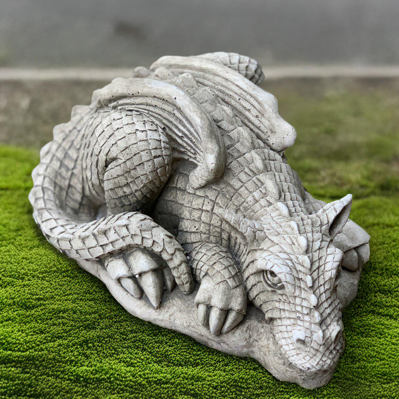 Concrete Laying Dragon Sculpture Stone Dragon Figurine Outdoor Animal ...