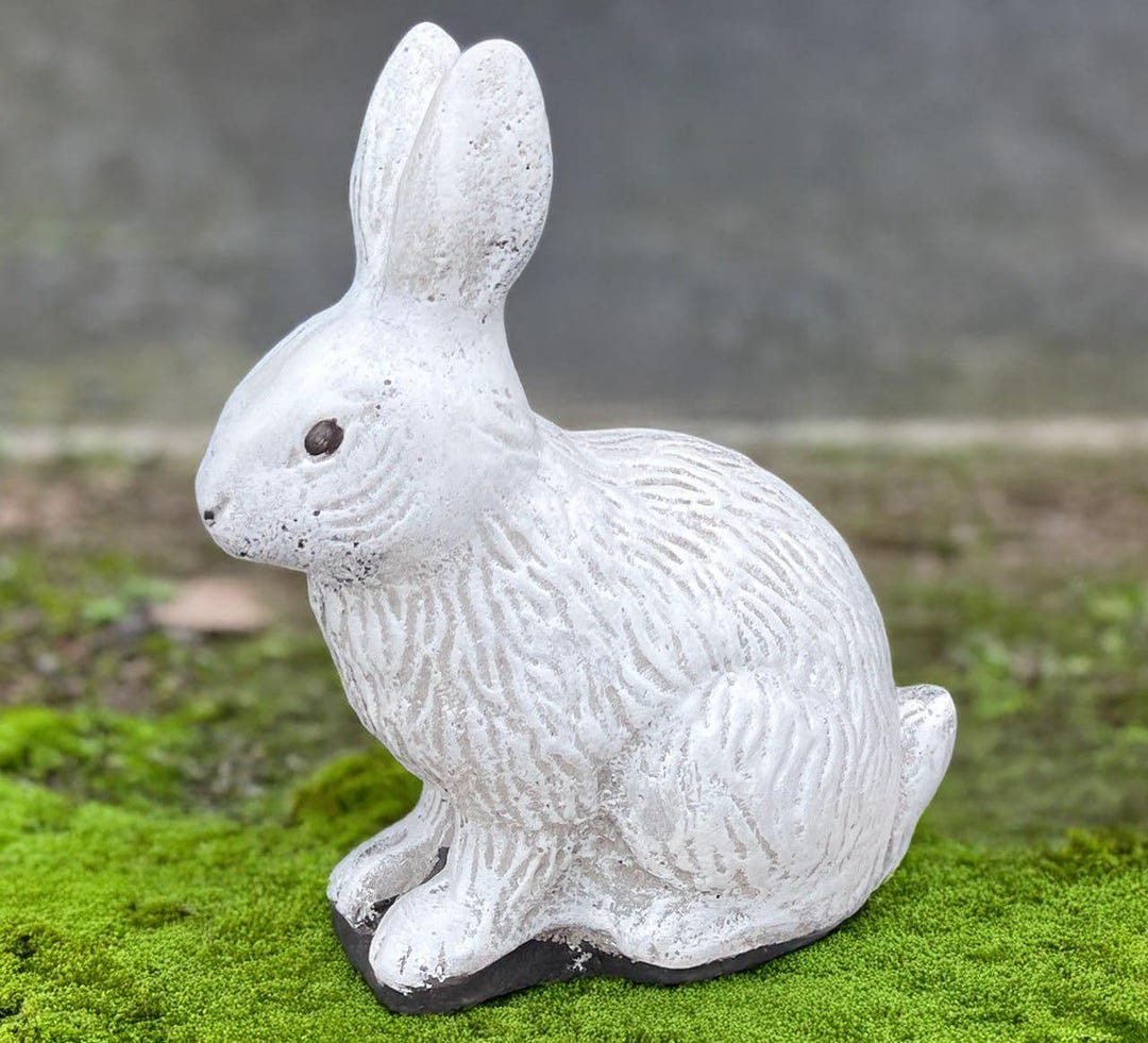Concrete Rabbit Figurine Stone Bunny Statue Outdoor Animal Decoration ...