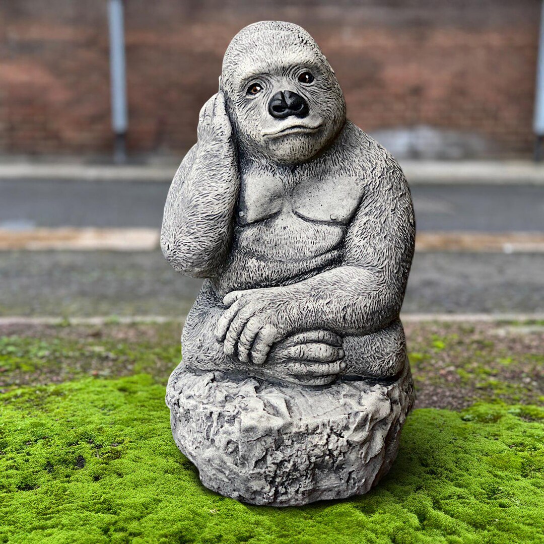Outdoor Monkey Sculpture Stone Sitting Monkey Statue Concrete Animal ...