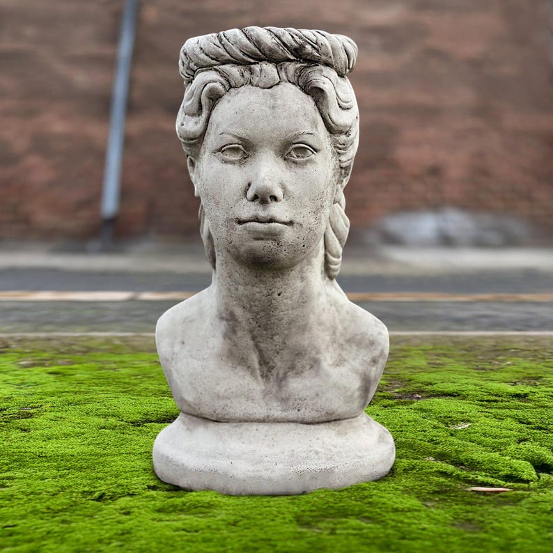 Concrete Woman Face Statue Outdoor Head Sculpture Stone Face Figurine ...