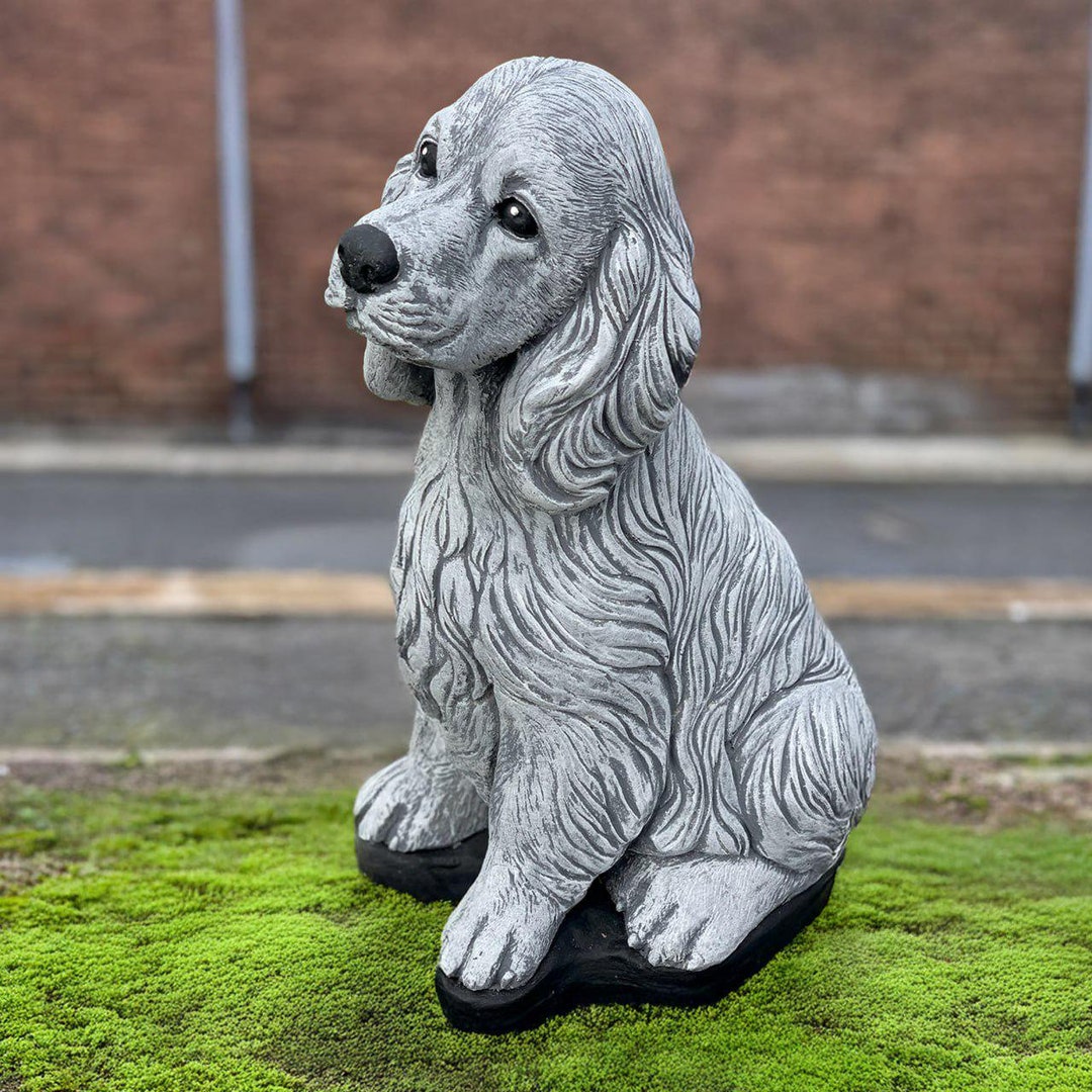 Stone Cocker Spaniel Figurine Outdoor Spaniel Sculpture Concrete Dog ...