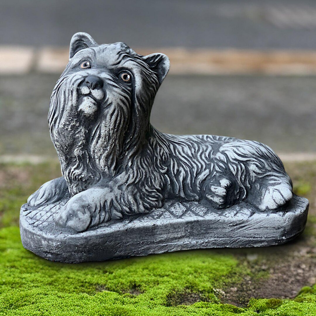 Outdoor Yorkshire Terrier Sculpture Stone Yorkie Statue Concrete Dog ...