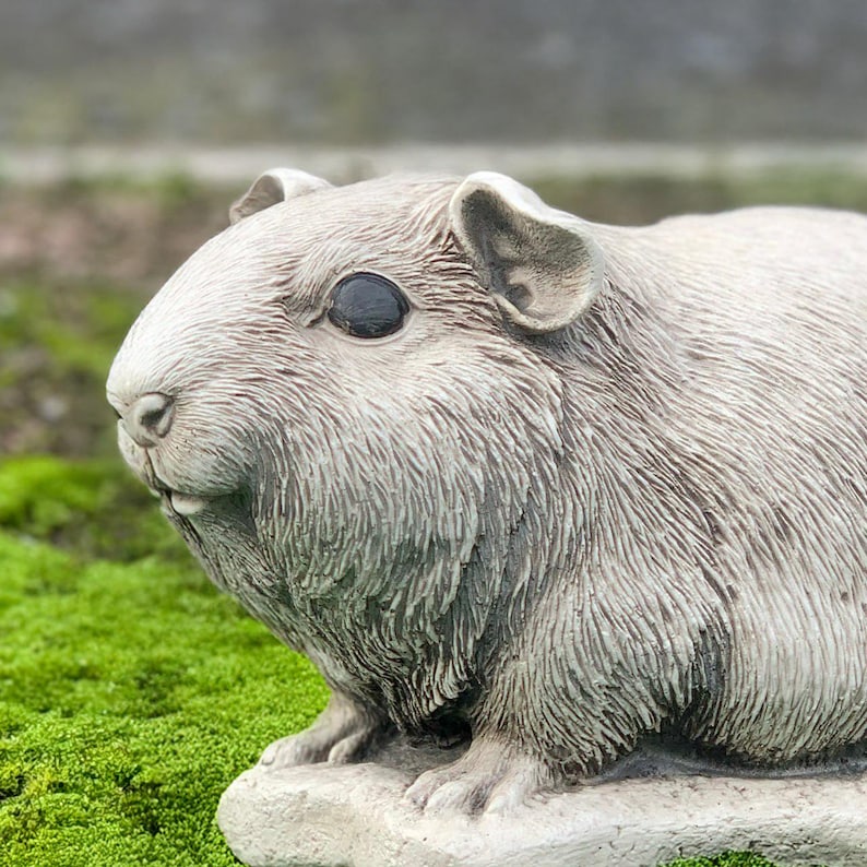 Realistic Guinea Pig Statue Handcrafted Stone Rodent Sculpture Concrete ...