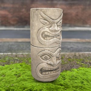 Concrete Tiki Totem Sculpture Tribal Stone Statue Polynesian Face Decor ...