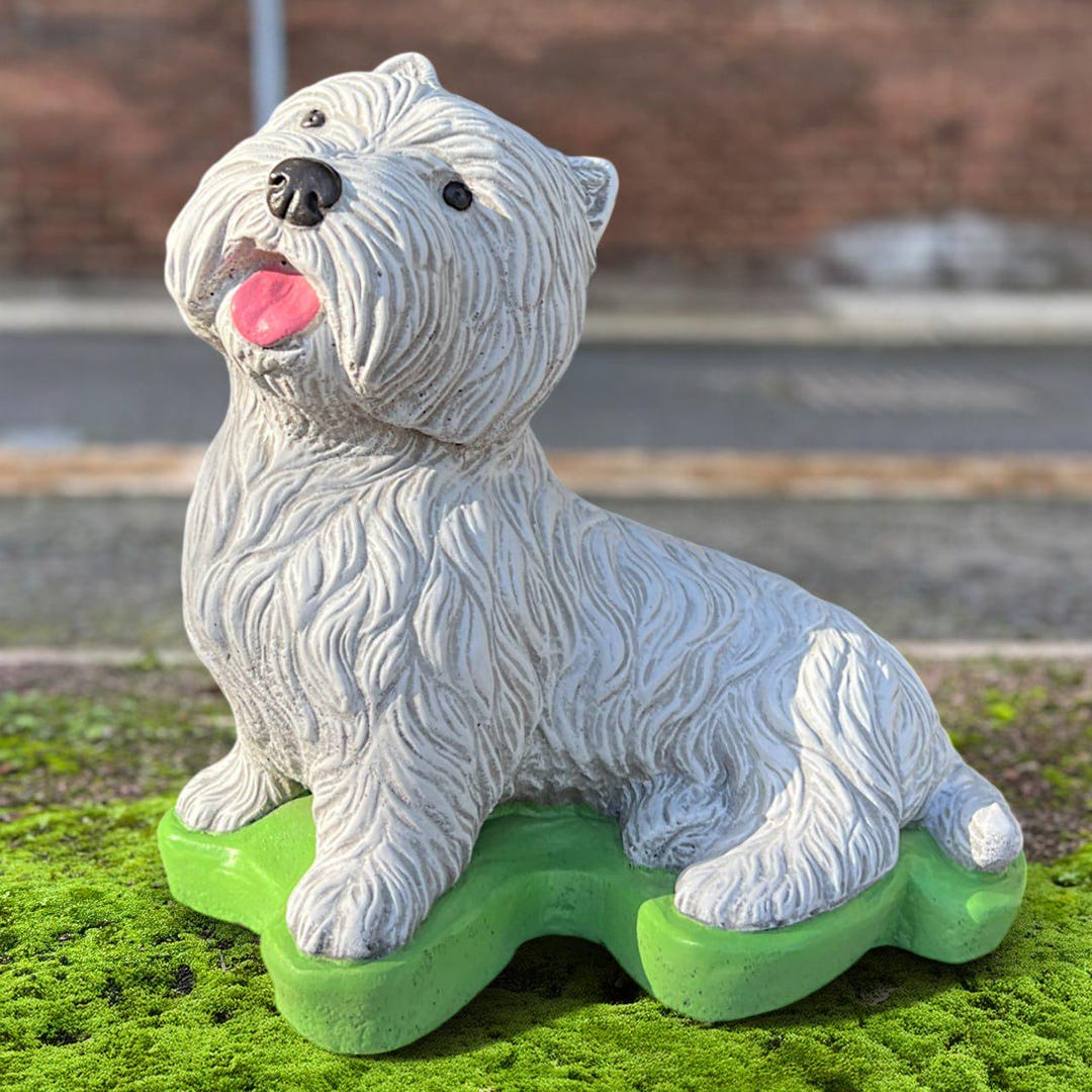 Stone Yorkie Statue Concrete Westie Dog Figurine Cement Terrier Yorkie ...