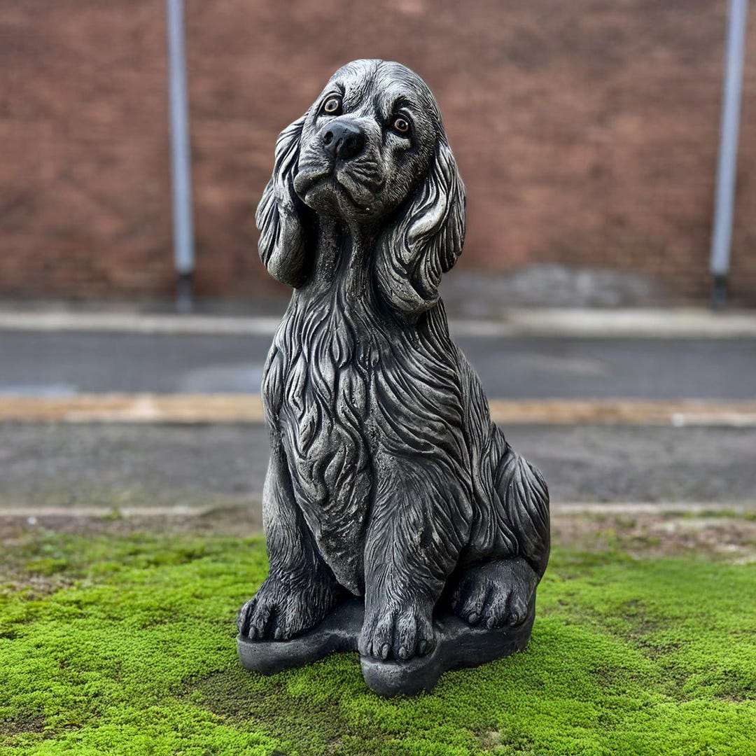 Concrete Cocker Spaniel Figurine Stone Dog Statue Outdoor Pet Lawn ...