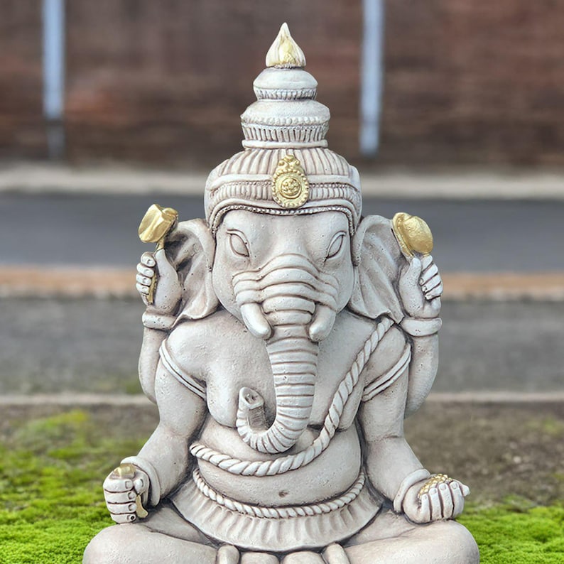 Stone Ganesha Statue for Garden Hindu Guardian Sculpture Concrete ...