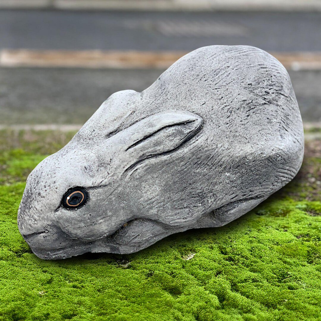 Outdoor Rabbit Sculpture Concrete Bunny Statue Cement Animal Figurine ...
