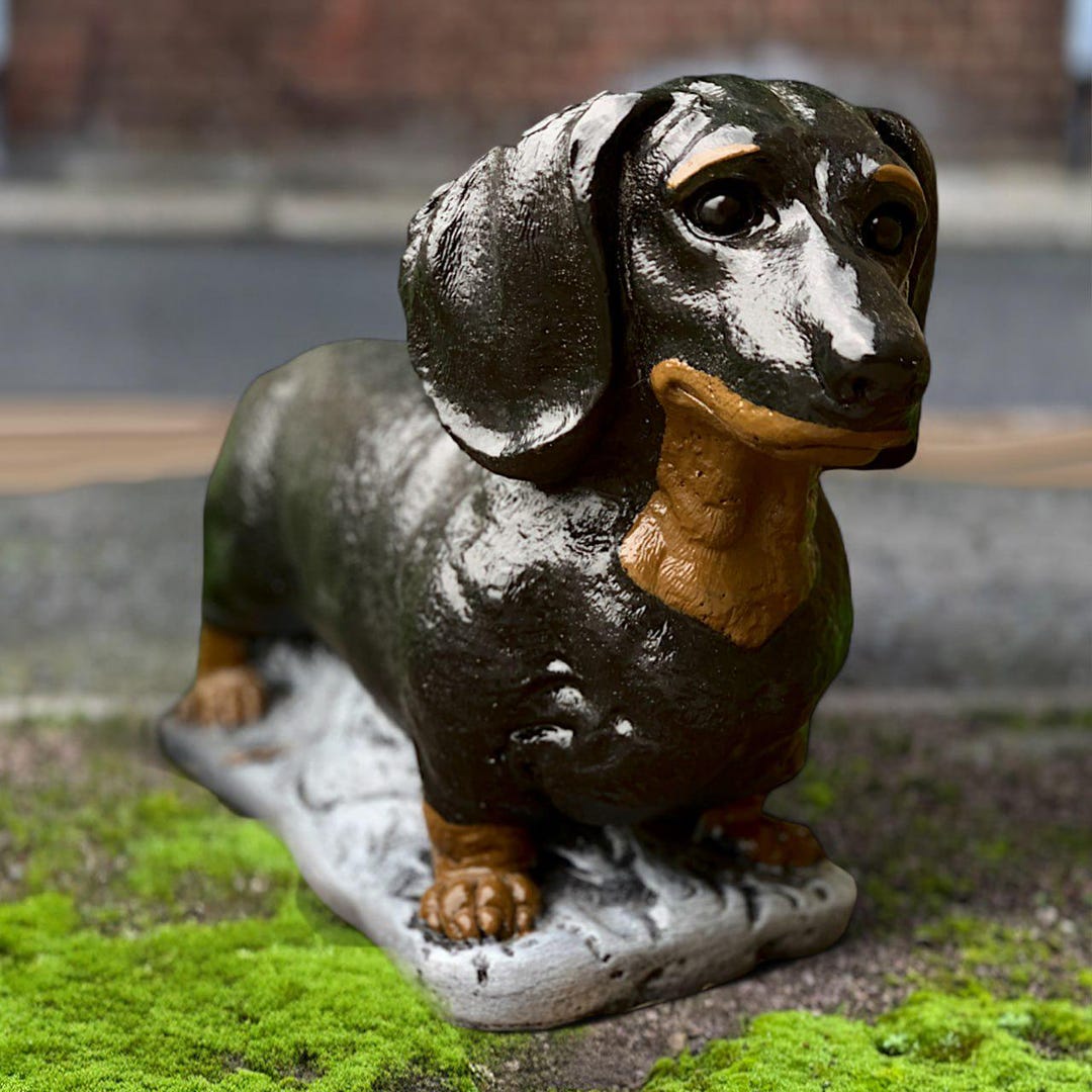 Garden Dachshund Dog Statue Outdoor Dachshund Sculpture Stone Memorial ...