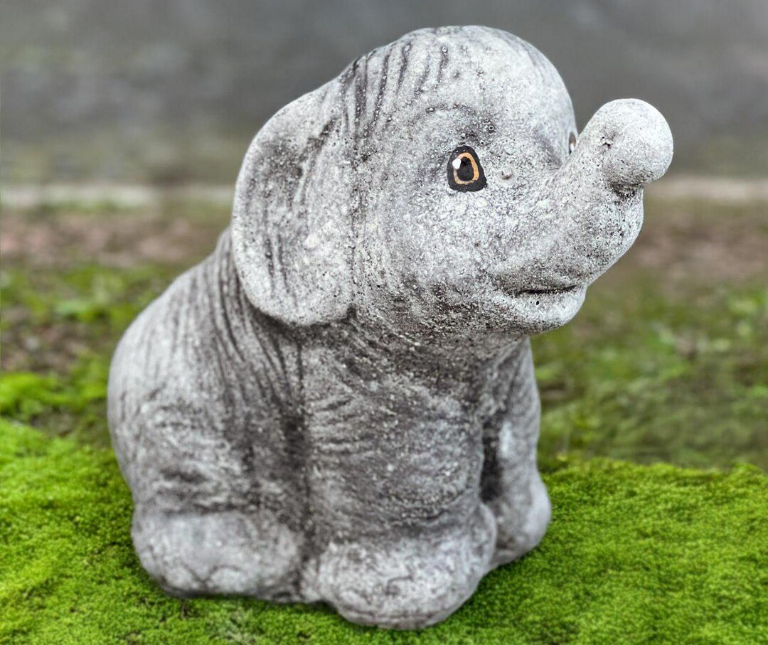Outdoor Elephant Statue Concrete Baby Elephant Sculpture Stone Animal ...
