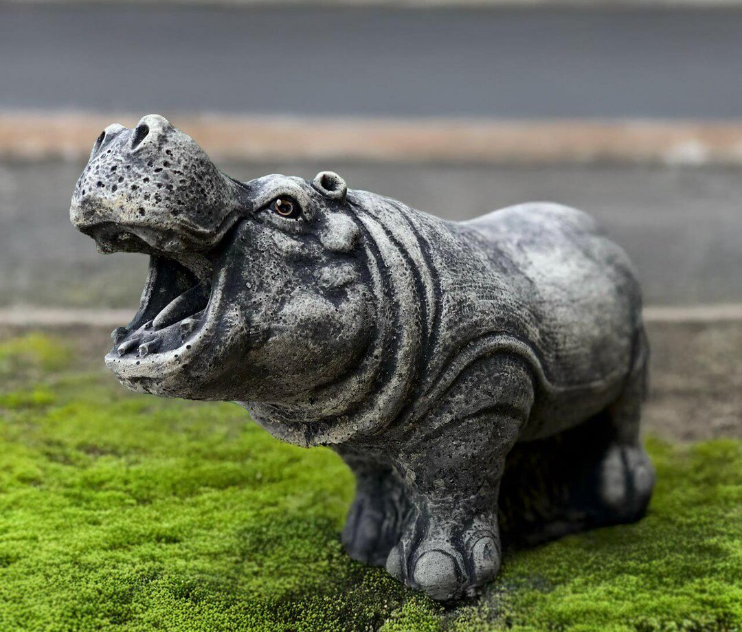 Unique Hippopotamus Statue Realistic Wildlife Sculpture Outdoor Hippo ...