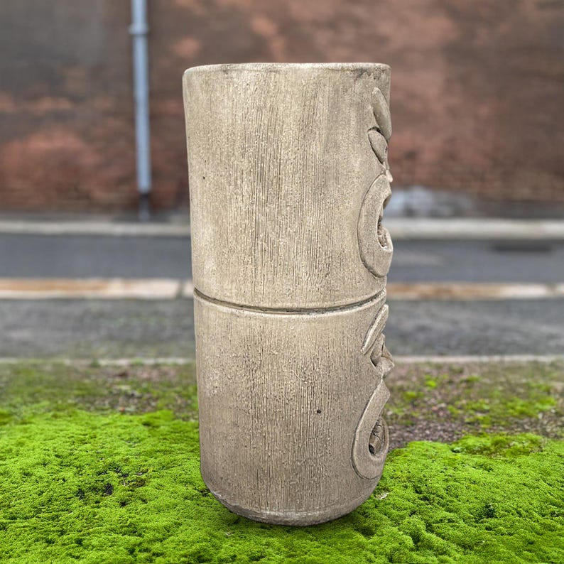 Concrete Tiki Totem Sculpture Tribal Stone Statue Polynesian Face Decor ...