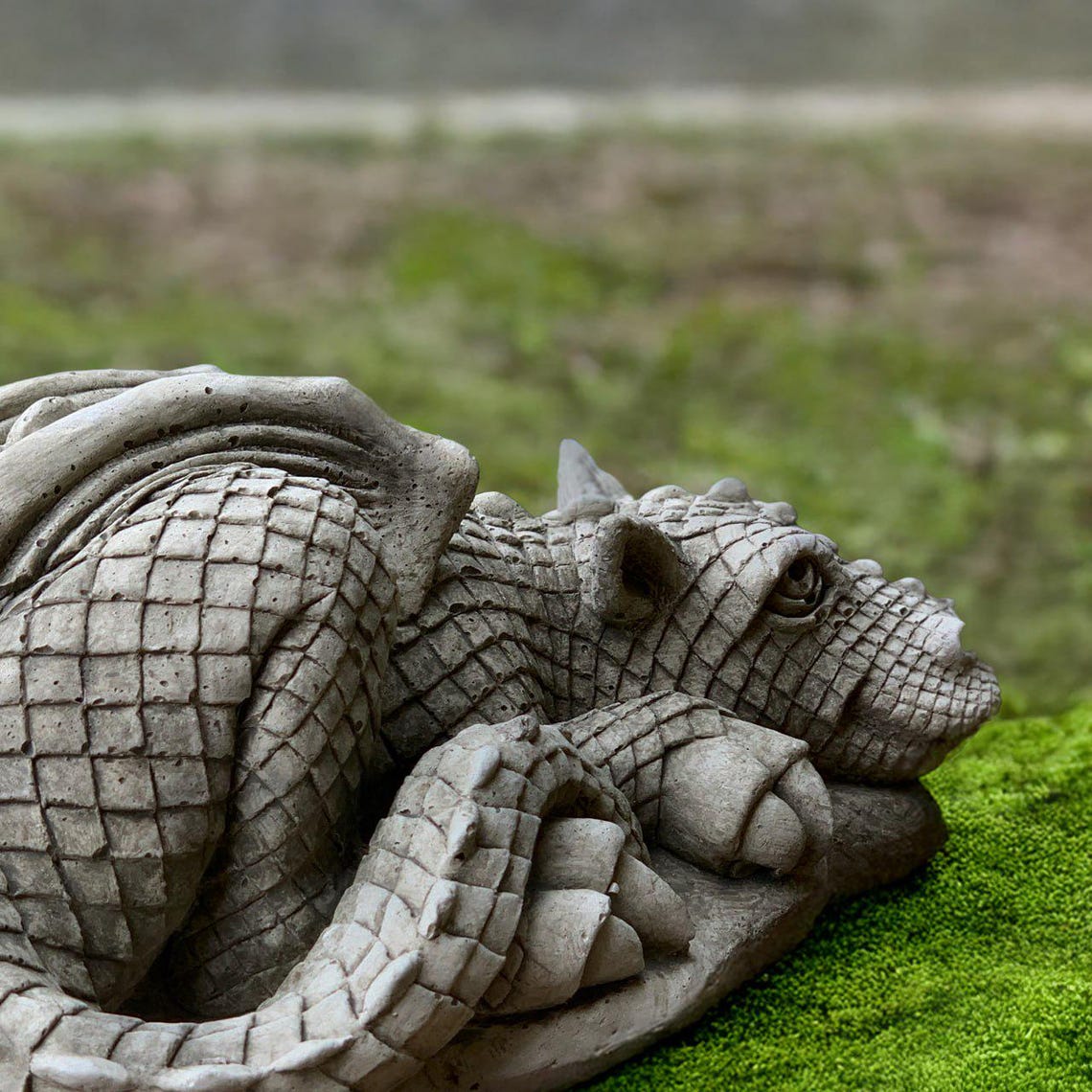 Concrete Laying Dragon Sculpture Stone Dragon Figurine Outdoor Animal ...