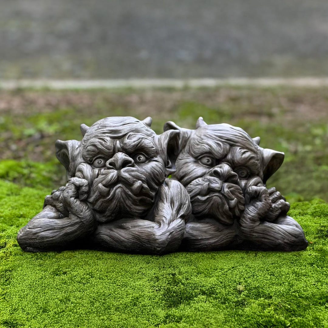 Concrete Demon Sculpture Set Gothic Garden Gargoyle Statues Cement ...