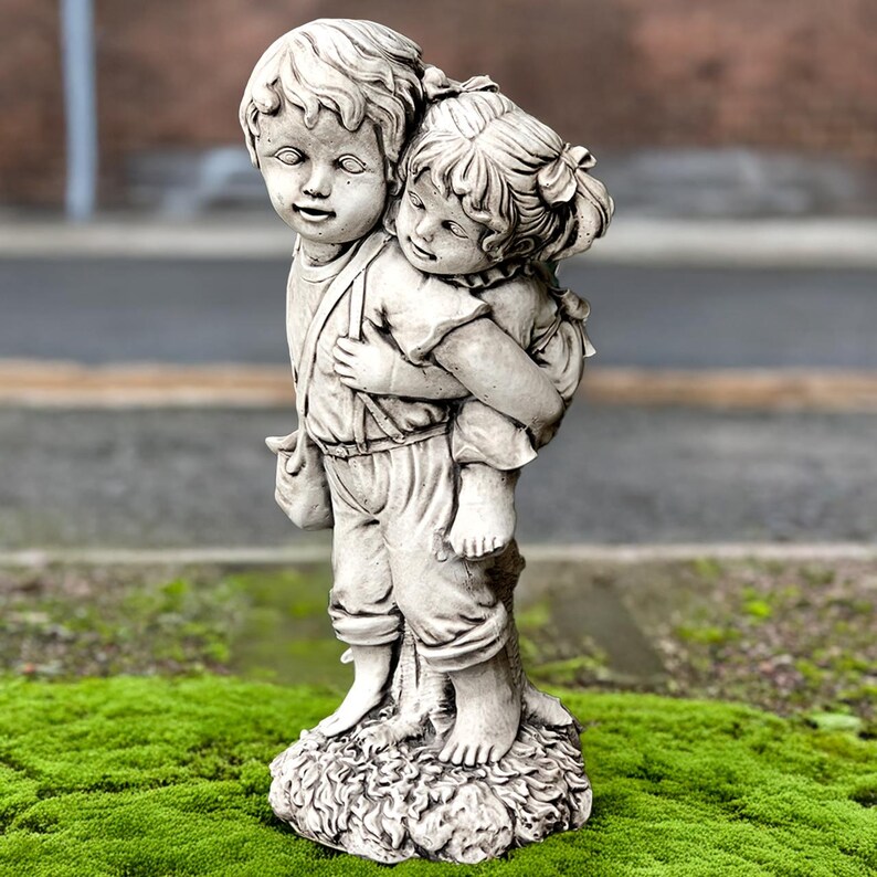 Unique Girl and Boy Sculpture Concrete Children Statue Stone Kids ...