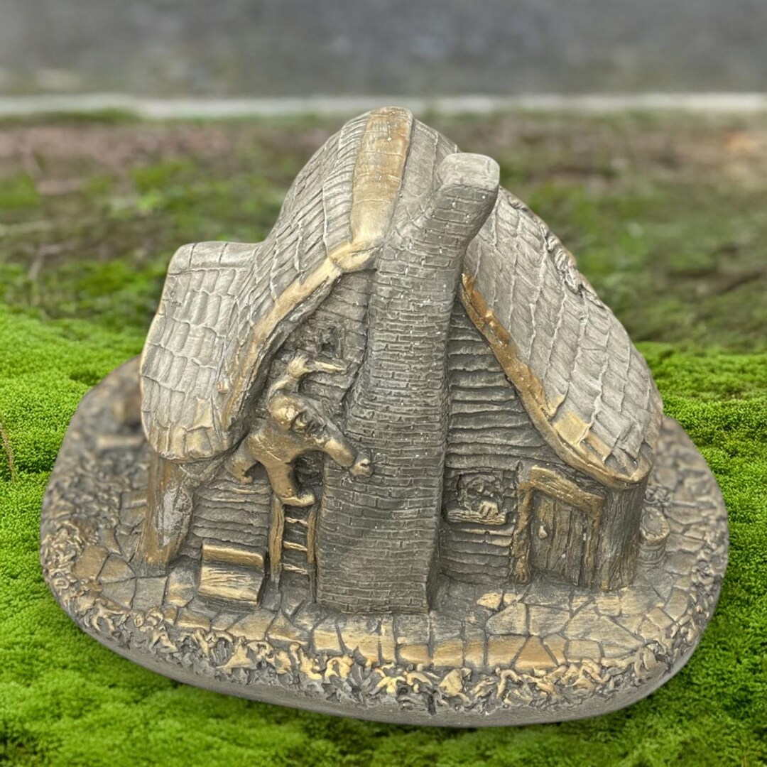 Concrete Tiny House Figurine Rustic Stone Cottage Ornament Handmade ...