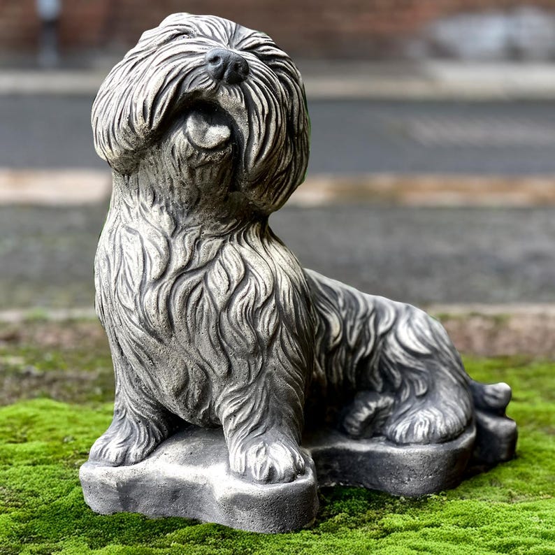 Concrete Yorkie Dog Sculpture Outdoor Westie Dog Figurine Stone Terrier ...