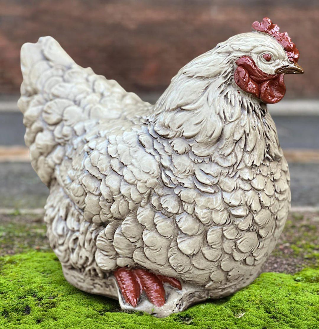 Garden Chicken Statue Stone Famhouse Decoration Cement Hen Sculpture ...