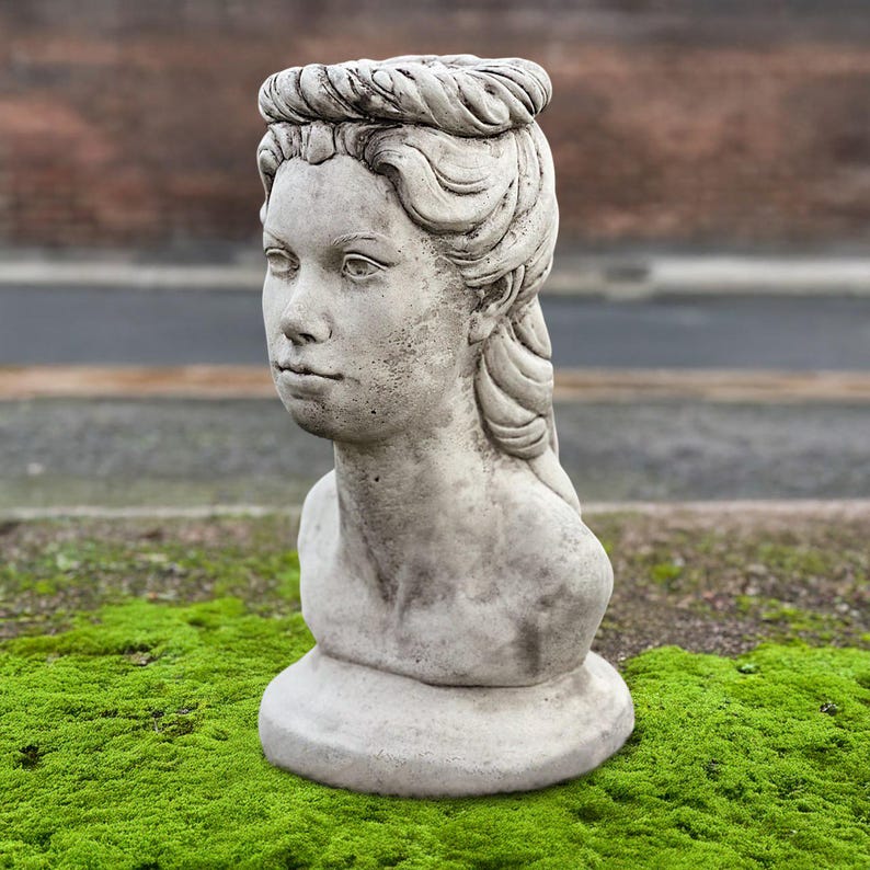 Concrete Woman Face Statue Outdoor Head Sculpture Stone Face Figurine ...