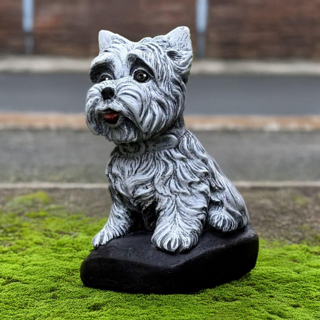 Concrete Westie Dog Statue Outdoor Dog Figurine Stone Terrier Yorkie ...
