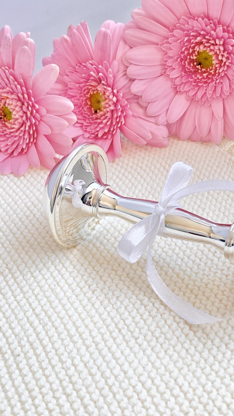 Silver Plated Rattle Custom Christening Gift Memory Gift Babyshower ...