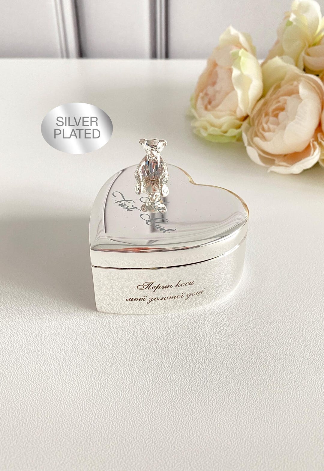 Custom First Curl Silver-plated Baby Keepsake Box First Haircut First ...