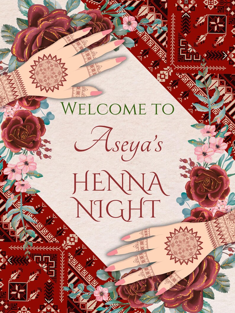 Palestinian Henna Night Welcome Sign: Editable Template (PDF) - Etsy