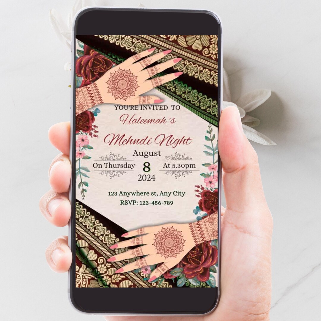 Animated Mehndi Night Invitation: Editable Video Invite (digital ...