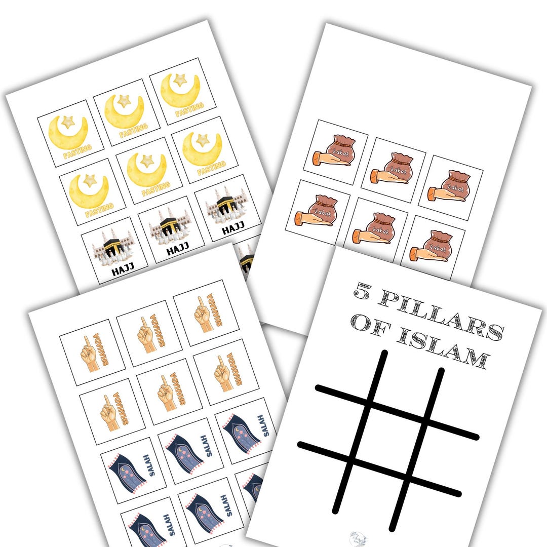 Printable 5 Pillars of Islam Tic-tac-toe Game Printable Islamic Game ...