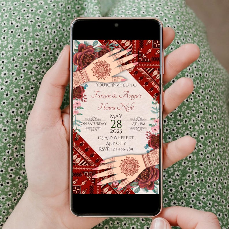 Editable Palestinian Henna Invitation Editable Video Animated Mehndi ...
