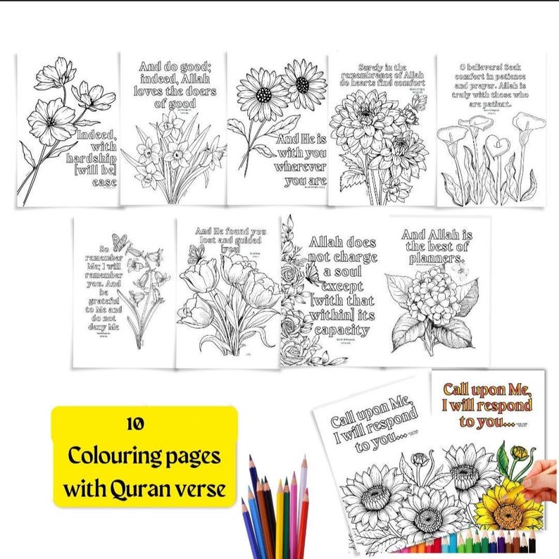 Printable Islamic Colouring Pages: Quran Verses, Floral Designs (PDF ...