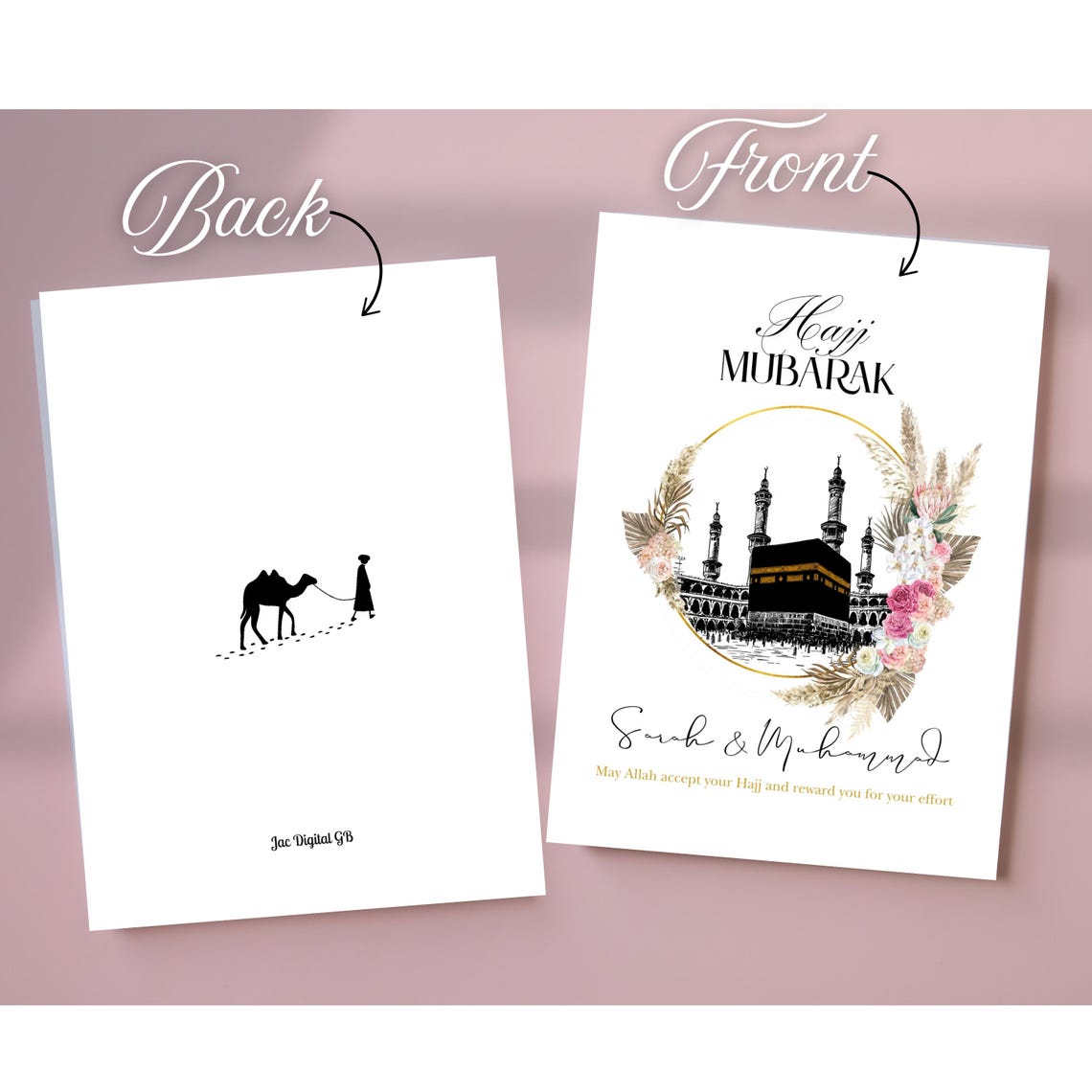 Printable Personalised Hajj, Umrah or Eid Mubarak Card Printable ...