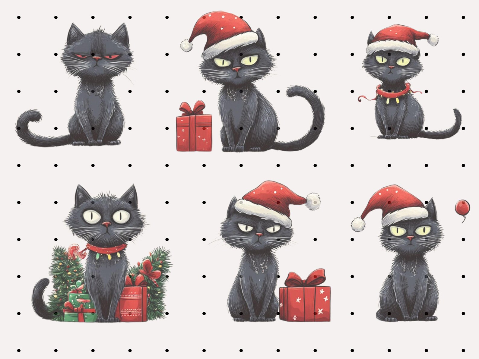 Angry Christmas Cat Clipart Bundle Printable Christmas Gifts Tags Mad ...