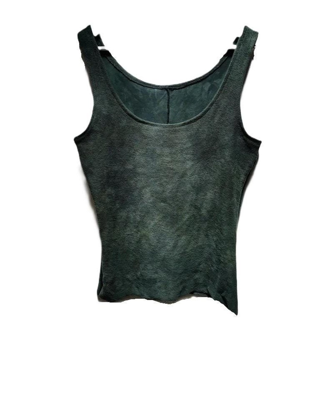 Grunge Tank Top Womens Earthy Organic Dark Green Bodice Shirt Singlets ...