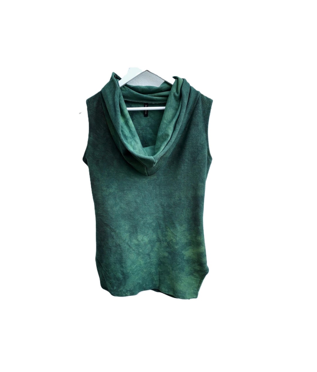 Anjuna Top Cowl Neck Vest Tank Forest Green Cotton Terry Hand Dyed ...