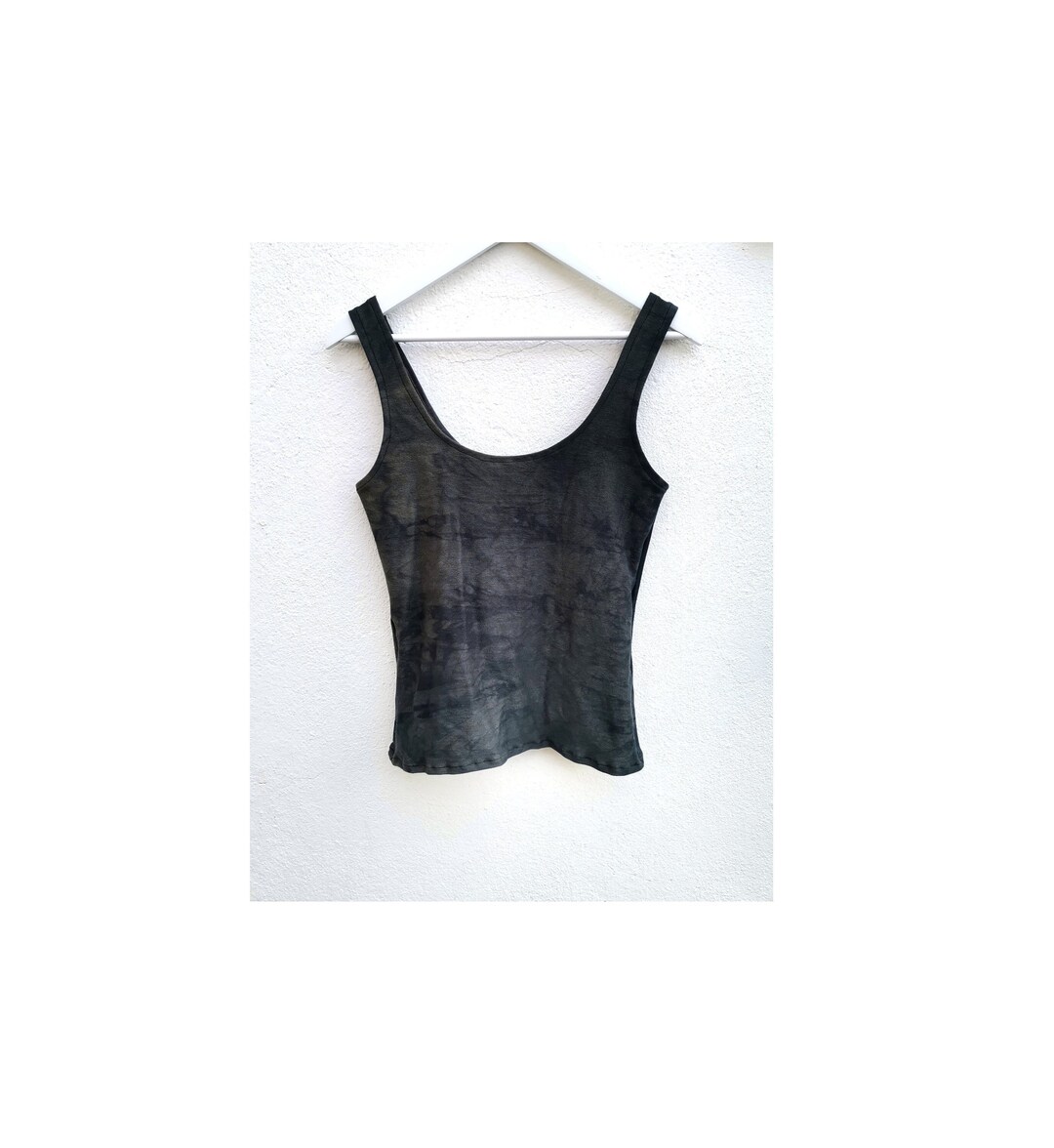 Earthy Dark Grey Stretch Tank Top Womens Bodice Shirt Singlets Hand ...