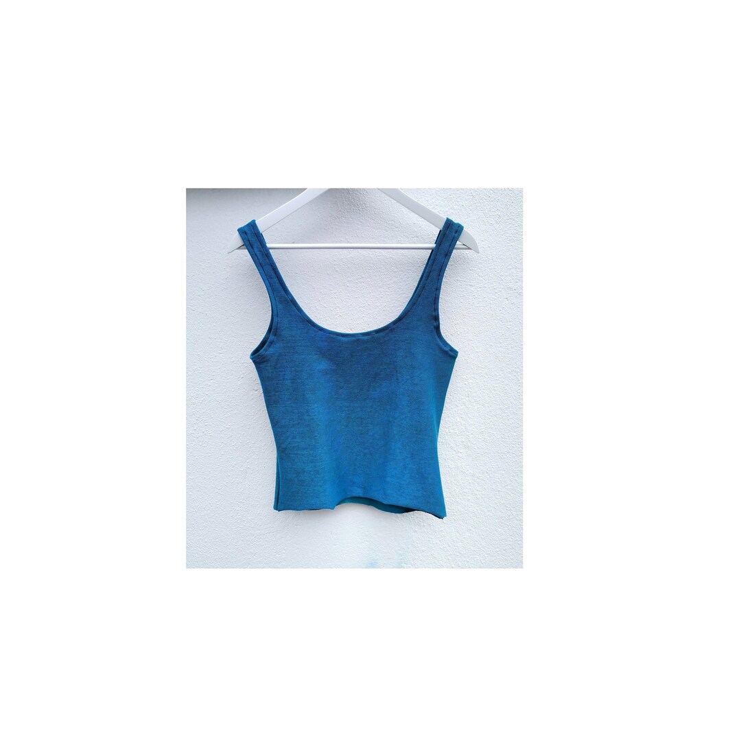 Blue Crop Top Chakra Heal Earthy Vibes Yoga Hand Dyed Grunge Minimalist ...