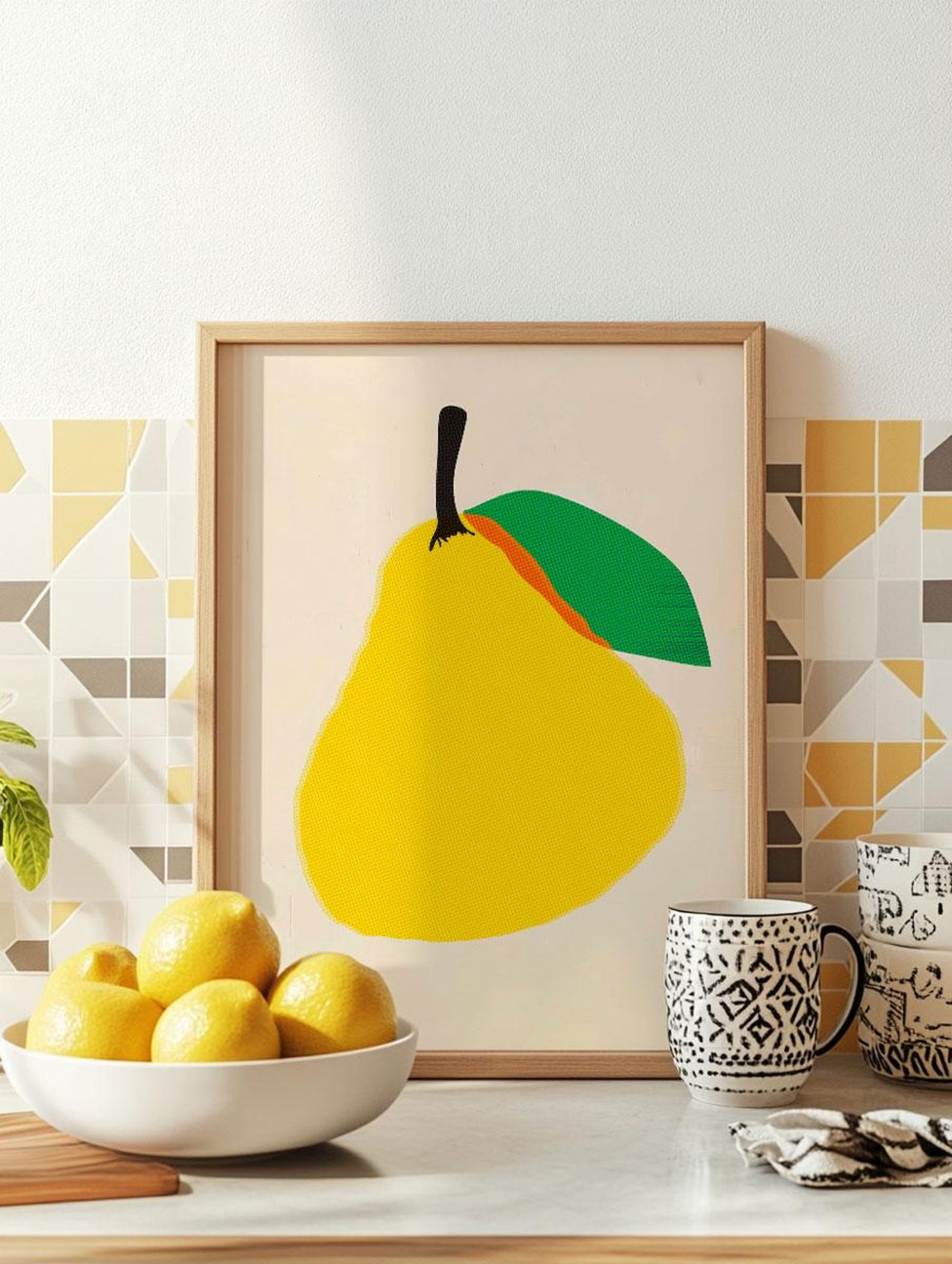 Perfect Pear Poster: Digital Riso Style Wall Art - Etsy